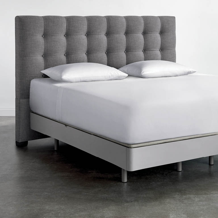 Sleep Number Soft Modern Upholstered Headboard Ivory Textured Linen California King