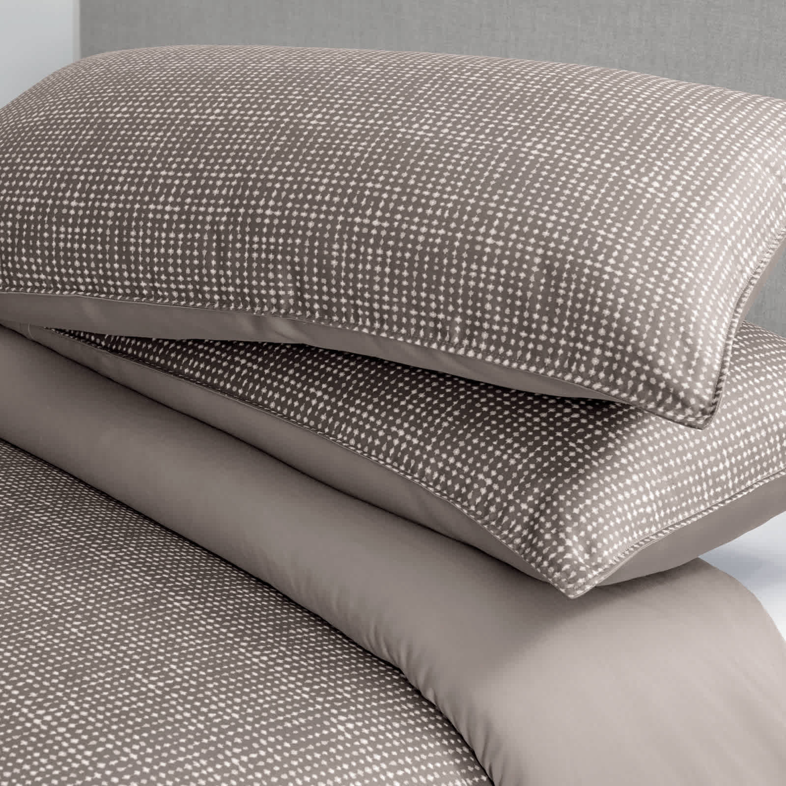 grey patterned bedding